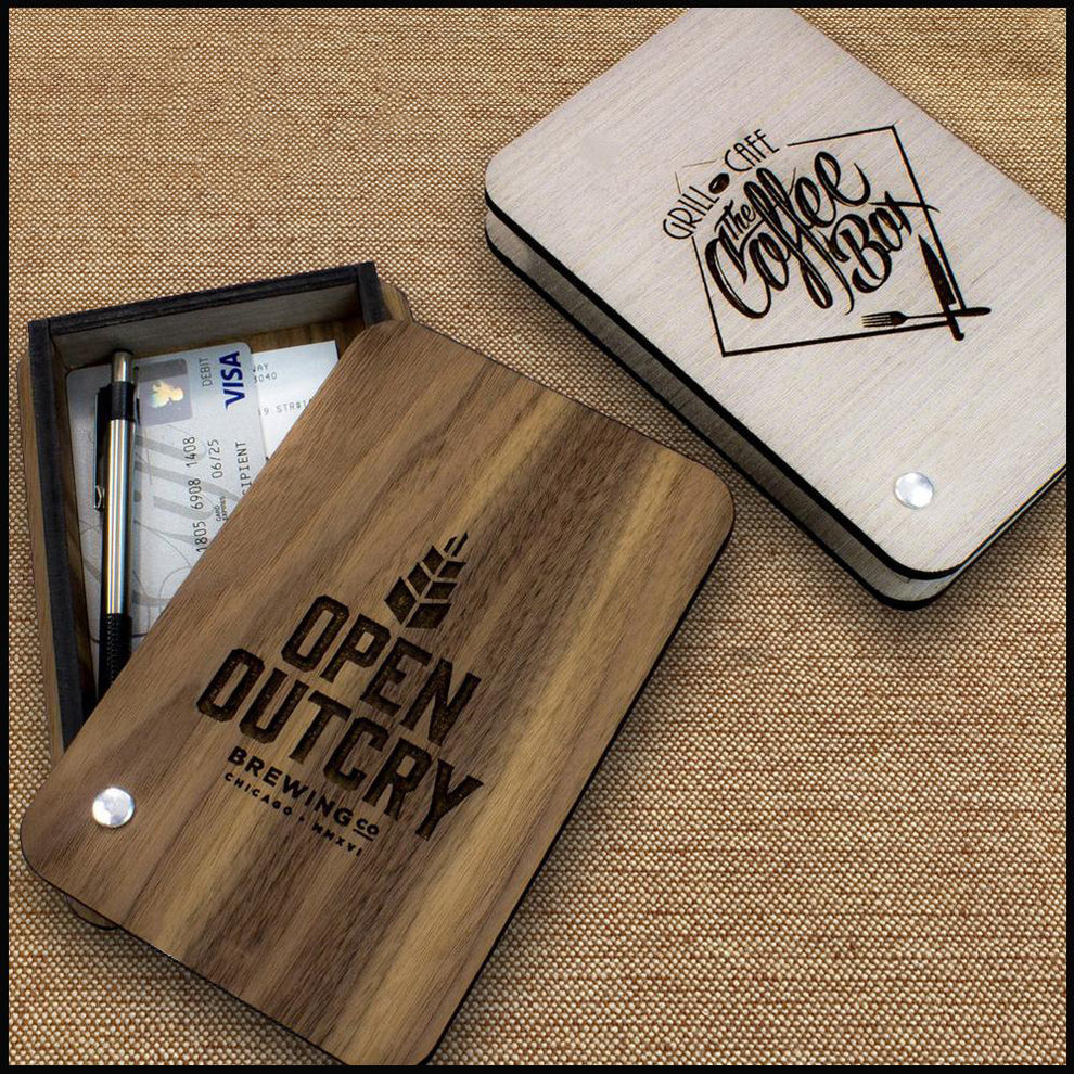 Custom Wood Check Presenter Box With Rotating Lid
