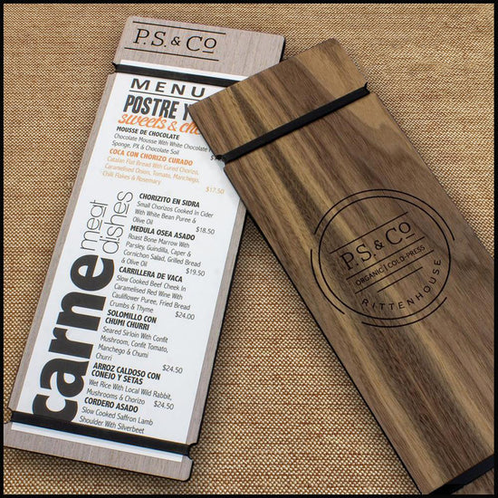 Wood Menu Board With Silicone Menu Band