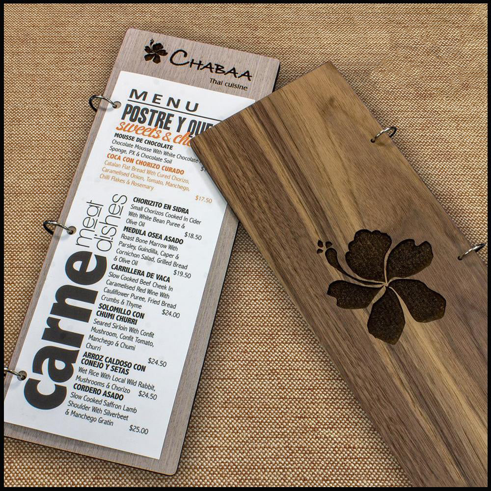Wood Menu Board With Snap Rings (Loose Leaf Rings) – Marquee Menus