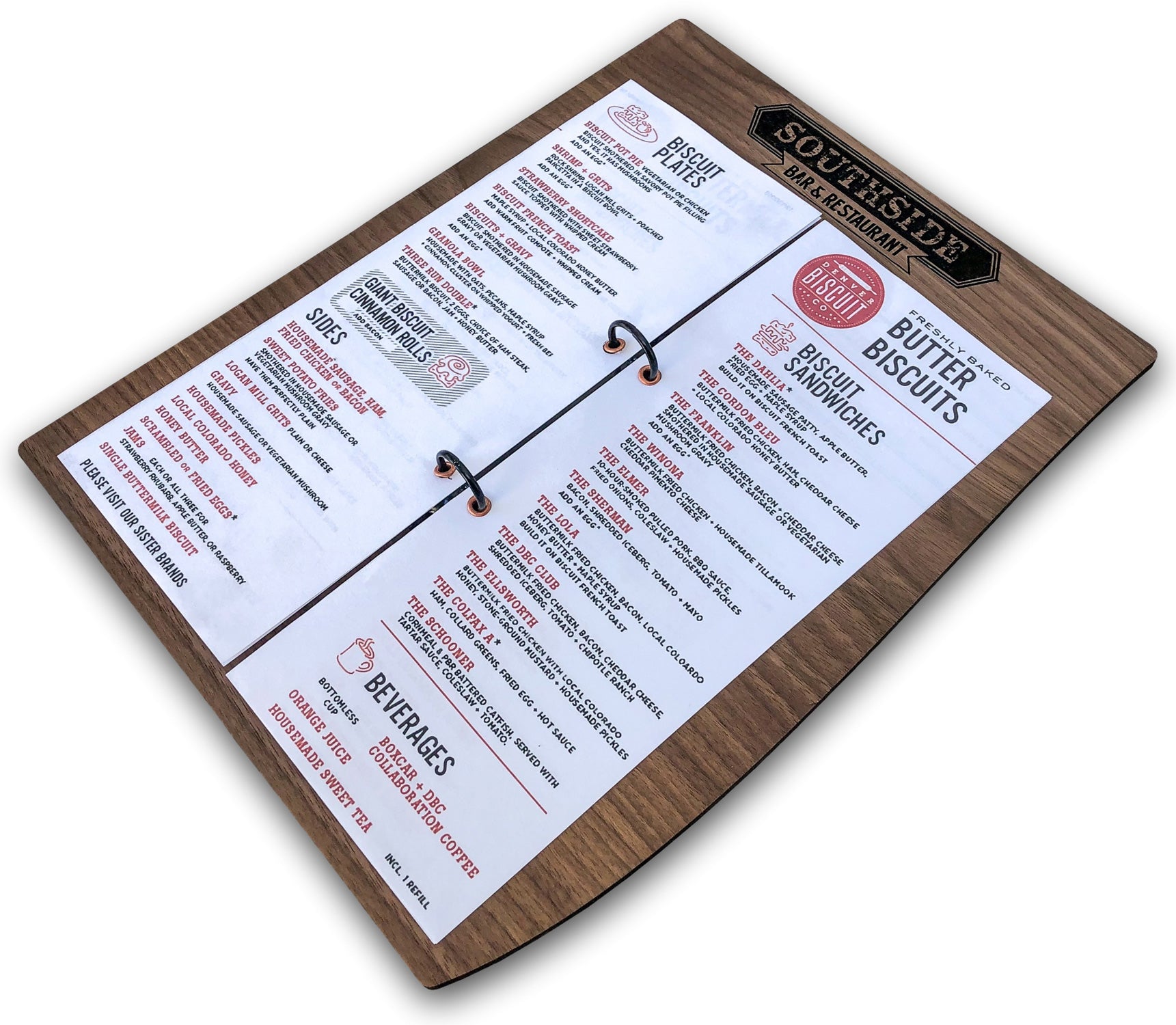 Wood Menu Holder With Center Binder Ring