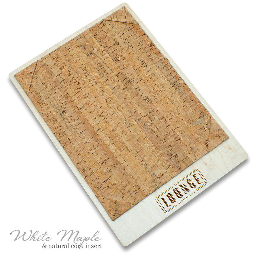Wood Menu Board with Corner Tab Insert