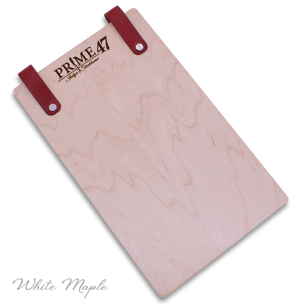 Wood Menu Board With Leather Loop And Screw Post – Marquee Menus
