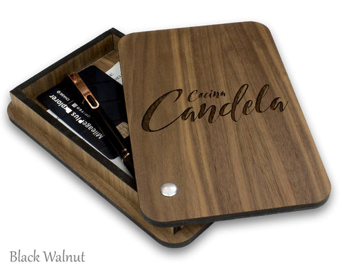 Custom Wood Check Presenter Box With Rotating Lid