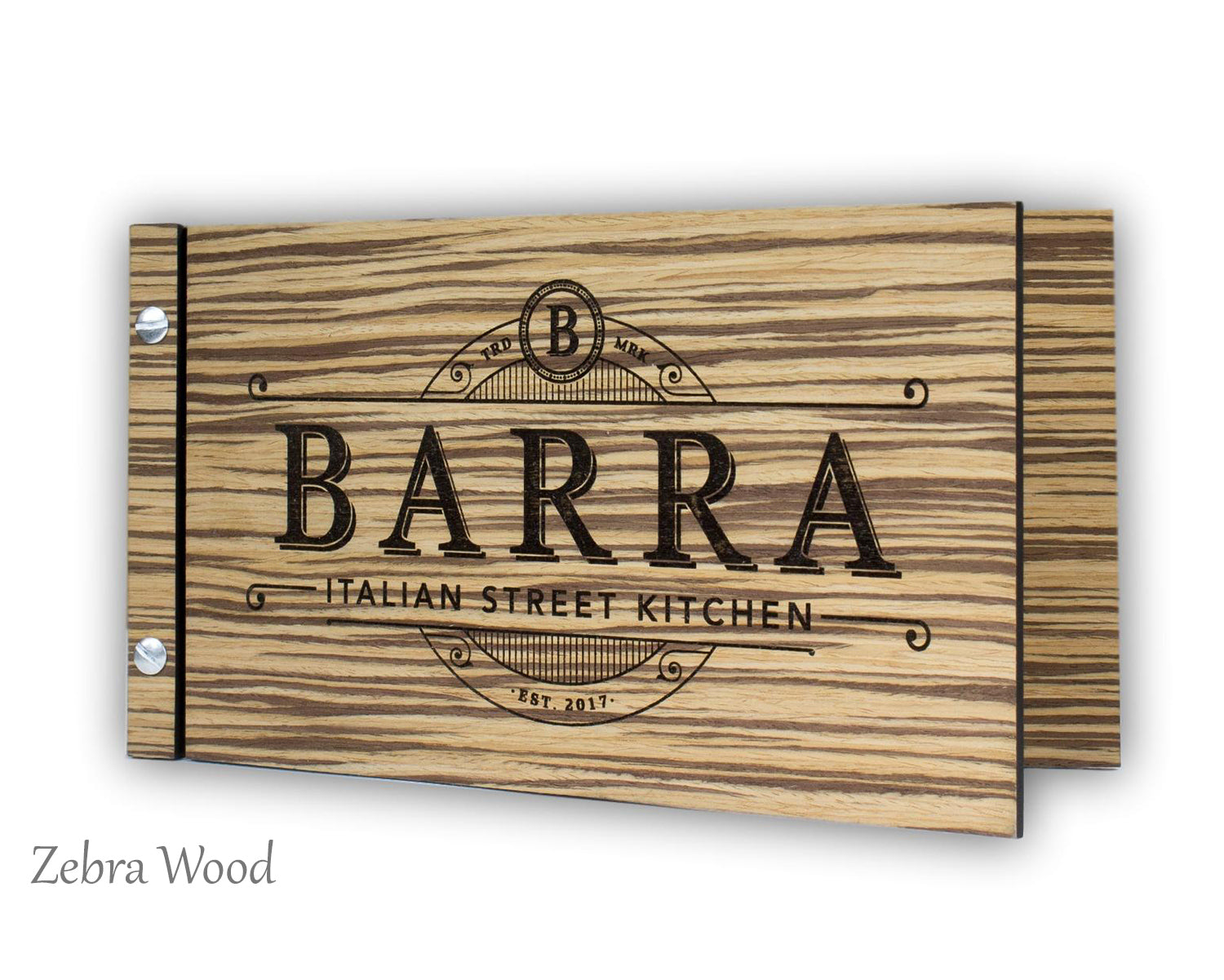 Wood Menu Cover With Screw Post Binding